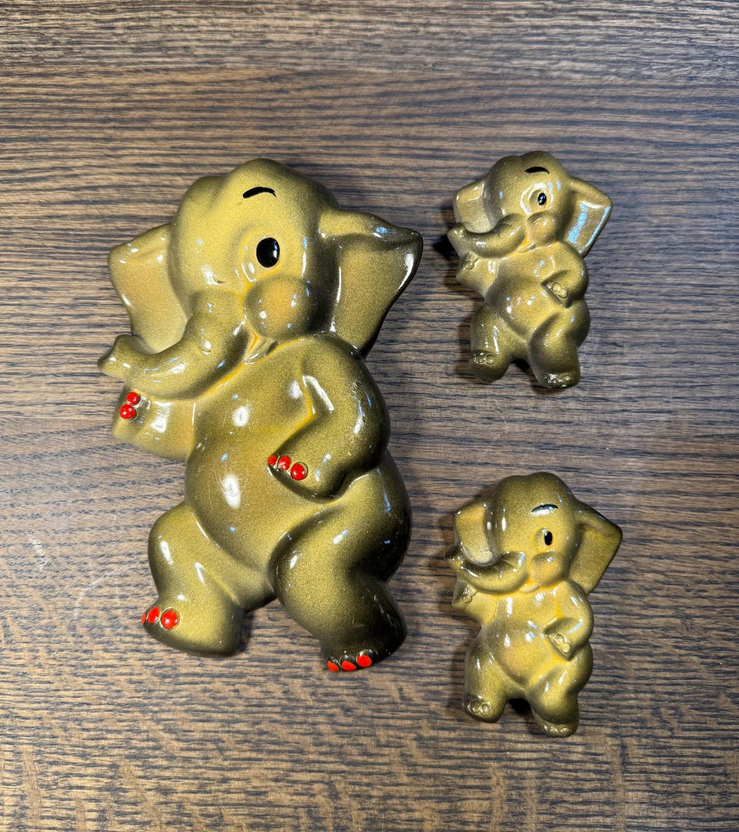 Vintage Chalkware Elephant Wall Decor Set: Mid-century Nursery Art - Etsy