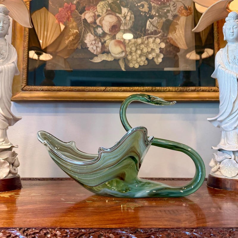 Large Blown Glass Swans - Etsy