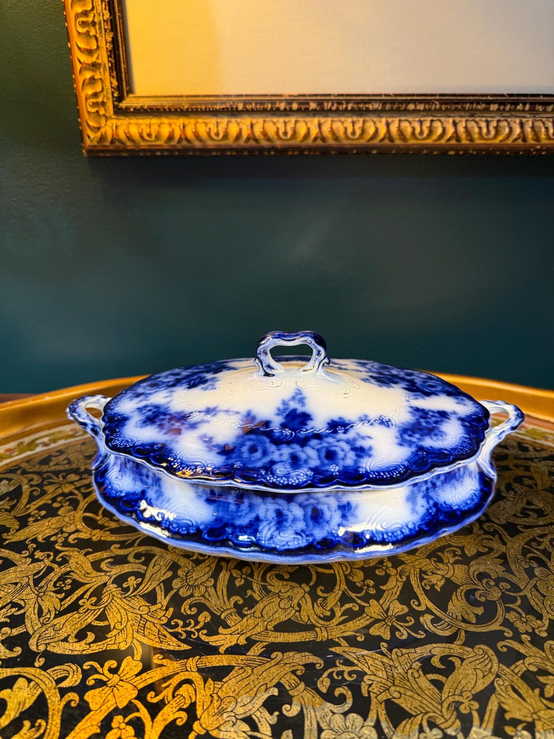 Antique Flow Blue Tureen: Alfred Meakin Devon Pattern, English Pottery ...