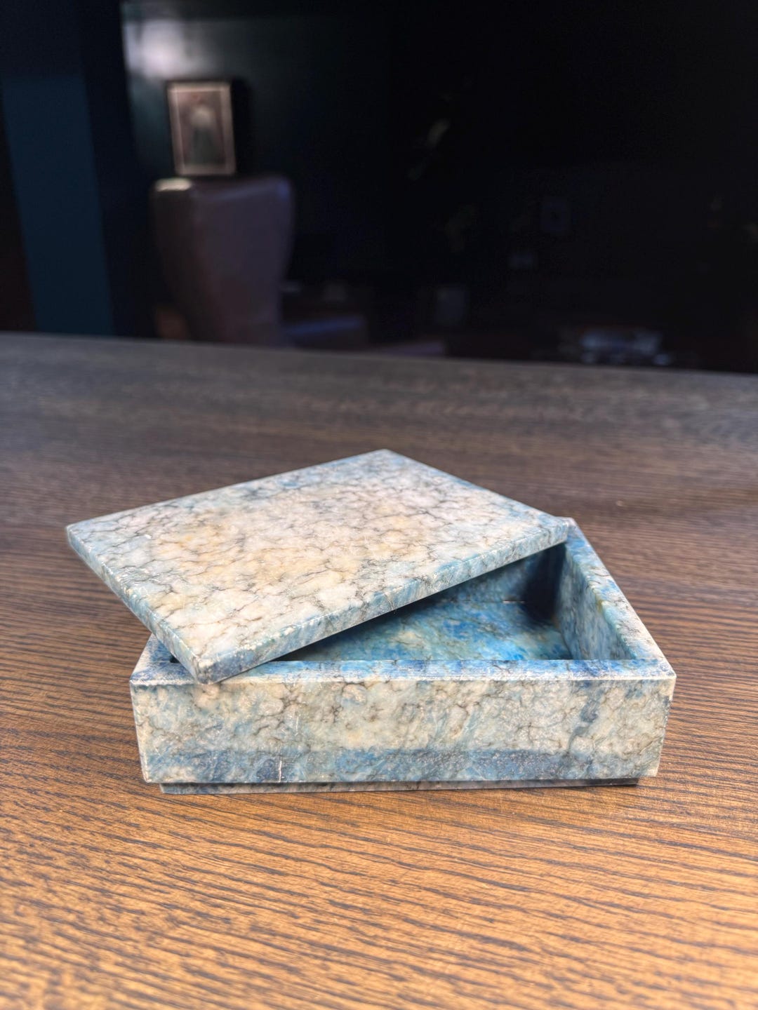 Vintage Italian Blue Alabaster Box | Hand Carved Volterra Stone - Etsy