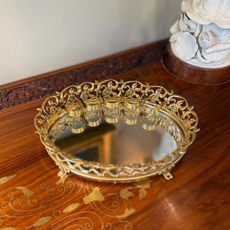 Ormolu Mirrored Vanity Tray - Etsy