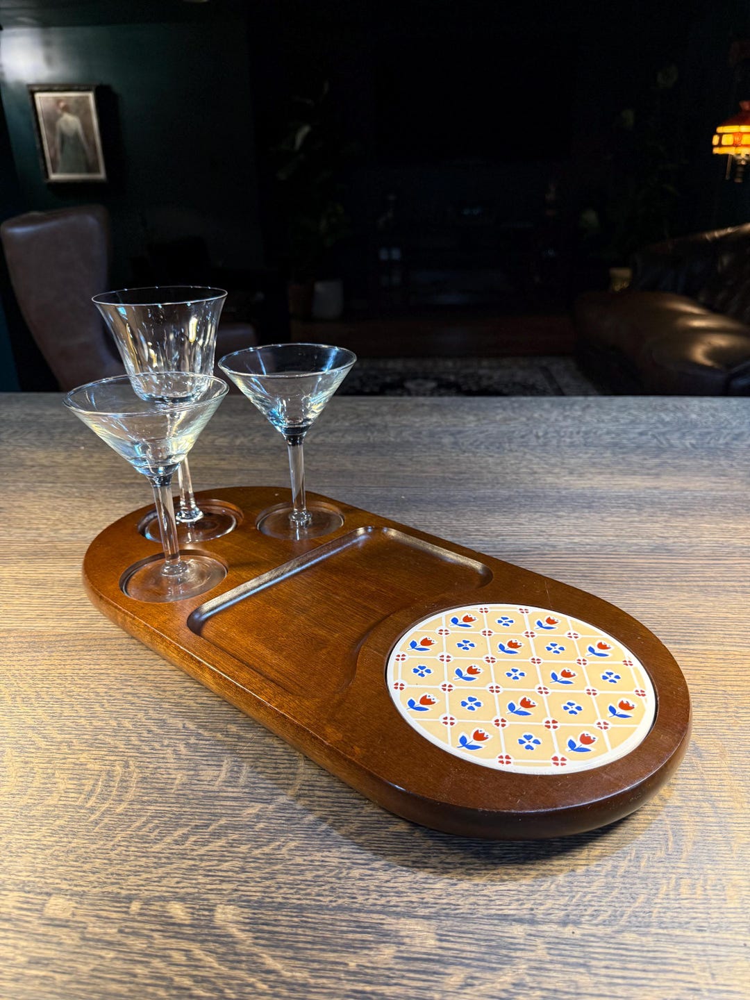 Mid-century Wood Serving Tray With Ceramic Tile: Gailstyn-sutton ...