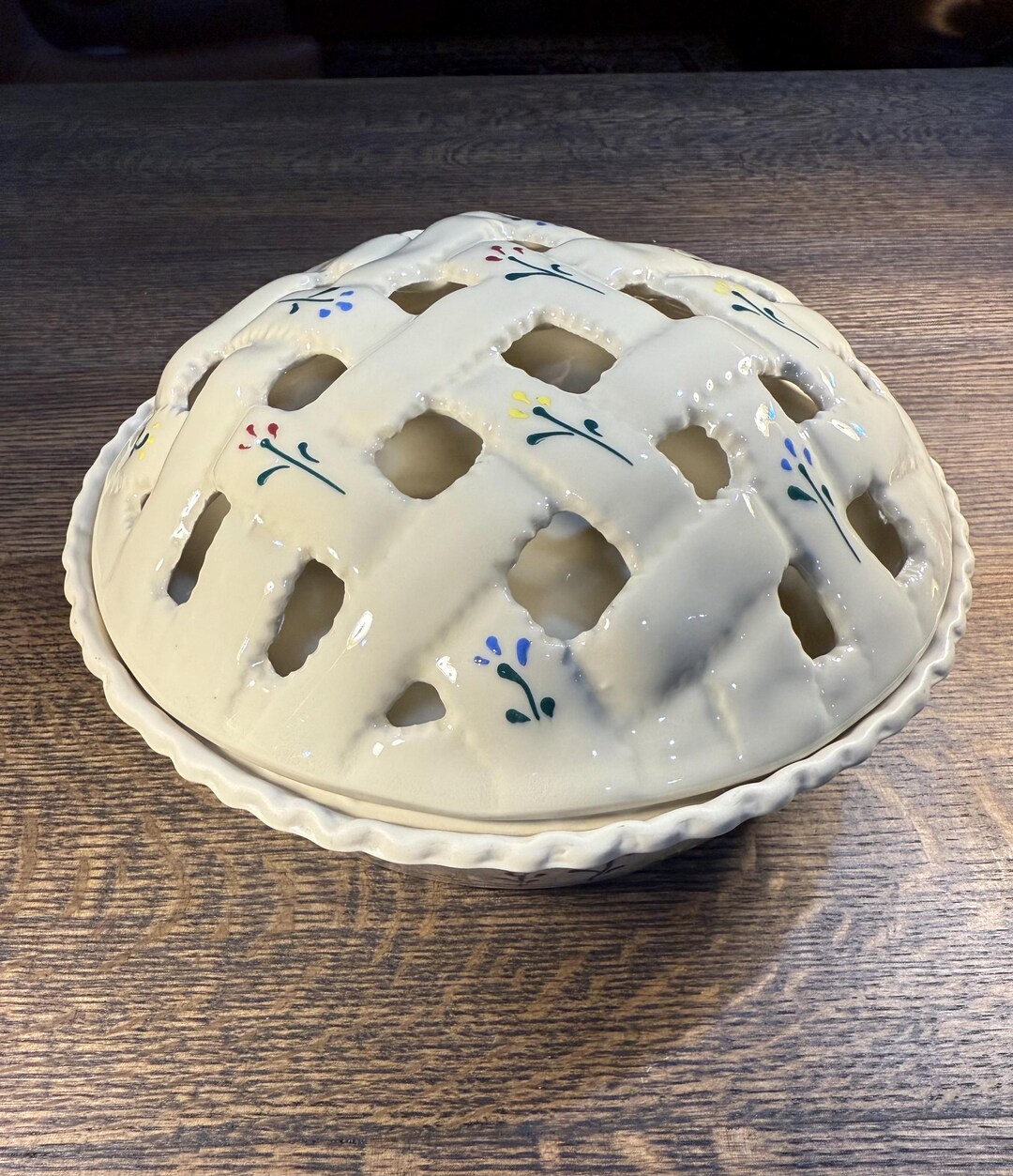 Vintage Hartstone Pie Safe With Lattice Lid – 10” Ceramic Pie Keeper ...