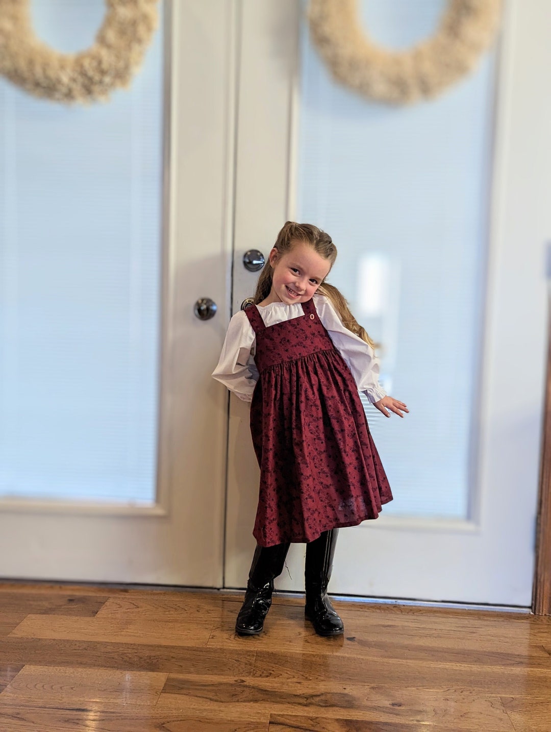 Little Girls Long Cotton Burgundy Star Overall Jumper Size 4 - Etsy