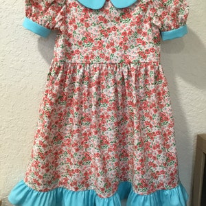 Girls Long Modest Spring Easter Dress With Puffed Sleeves and Peter Pan ...