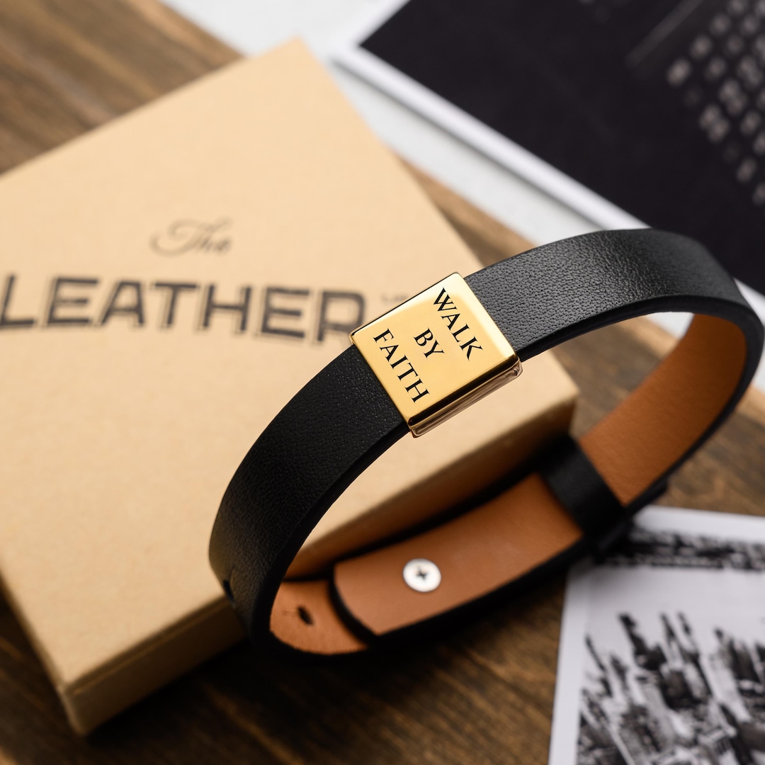 JW Baptism Gift Mens Leather Bracelet Personalized, Jehovah Witness ...