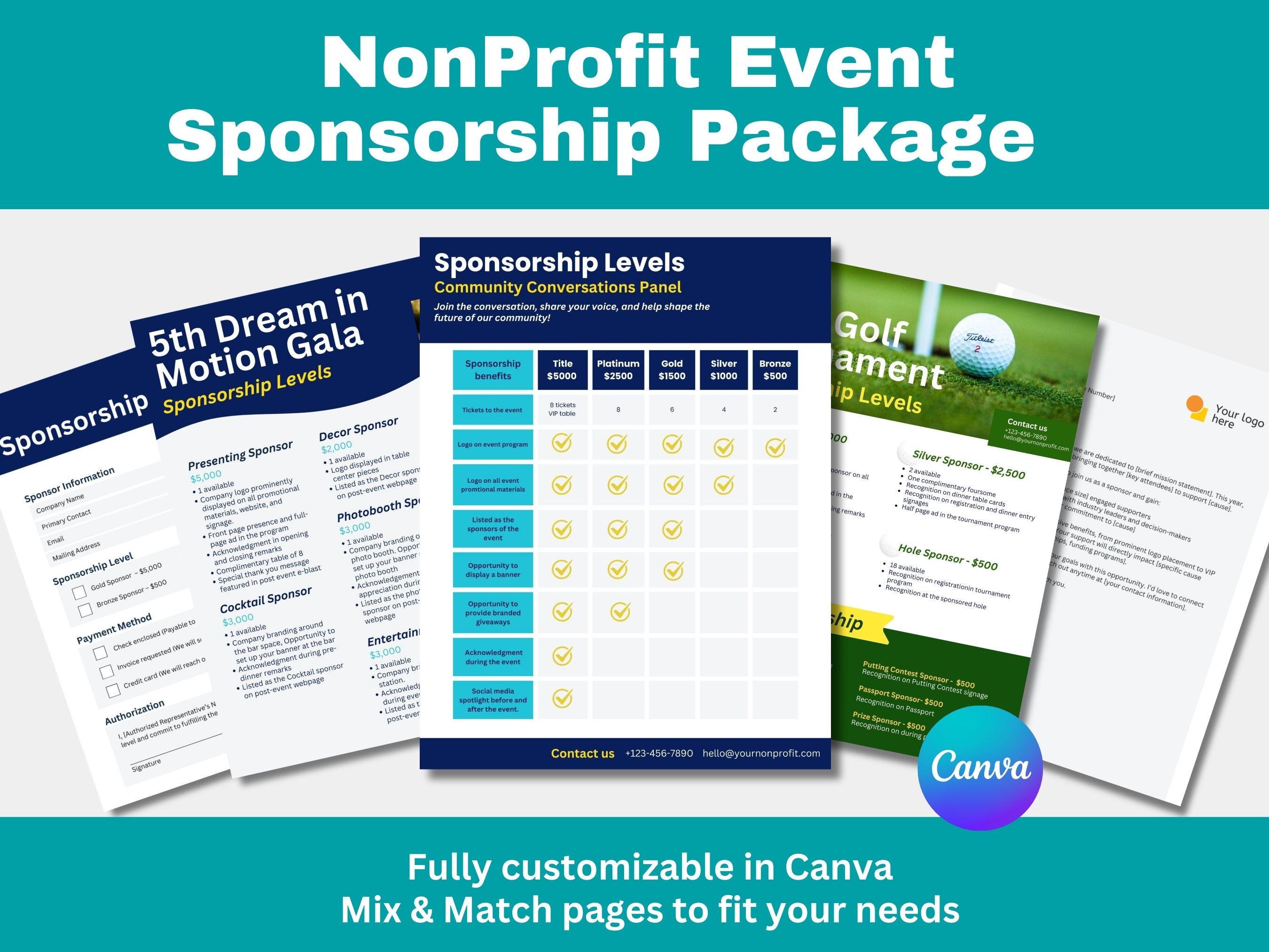 Nonprofit Event Sponsorship Package: Canva Template (digital Download ...