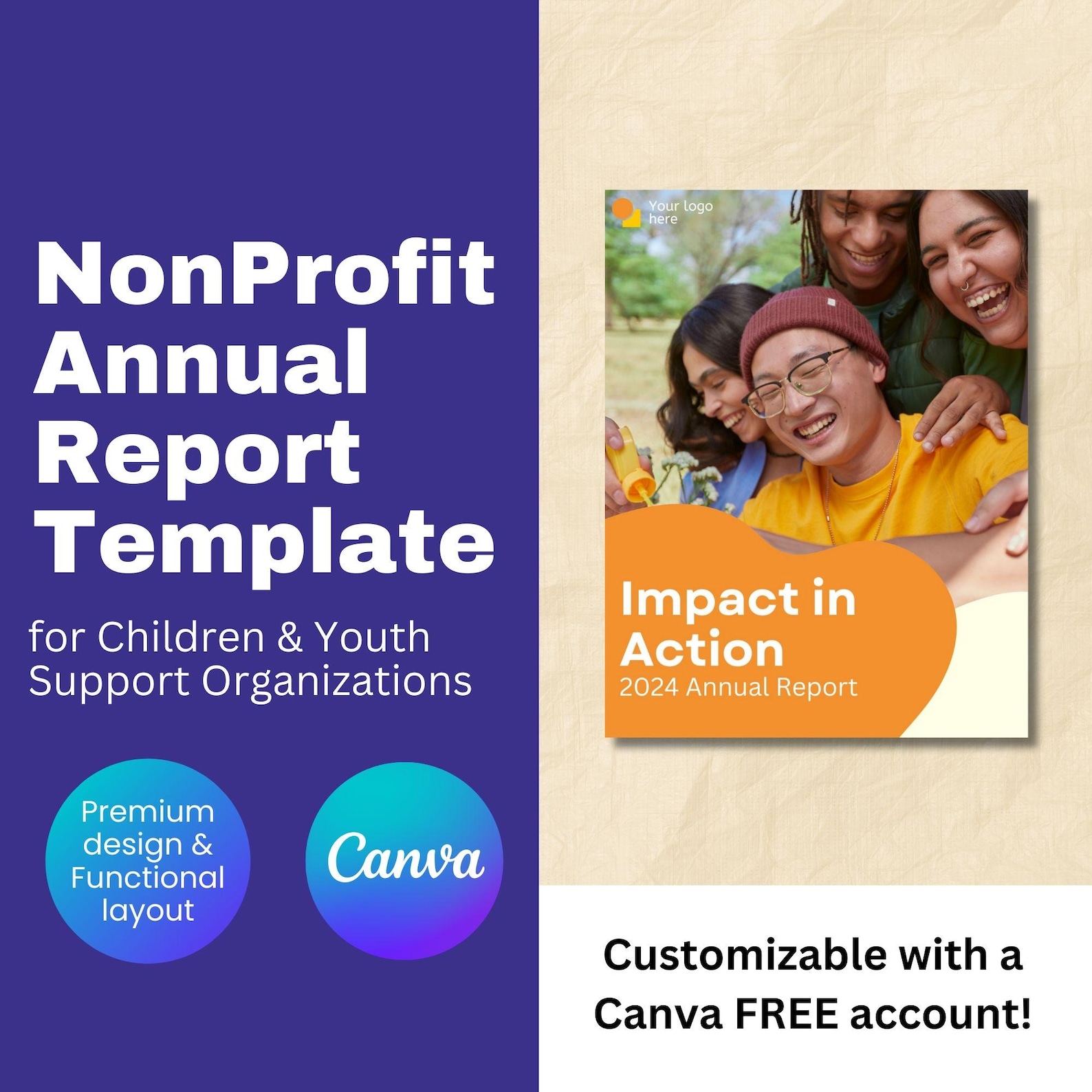 Youth Welfare Charity Annual Report Template: Editable Canva Design ...