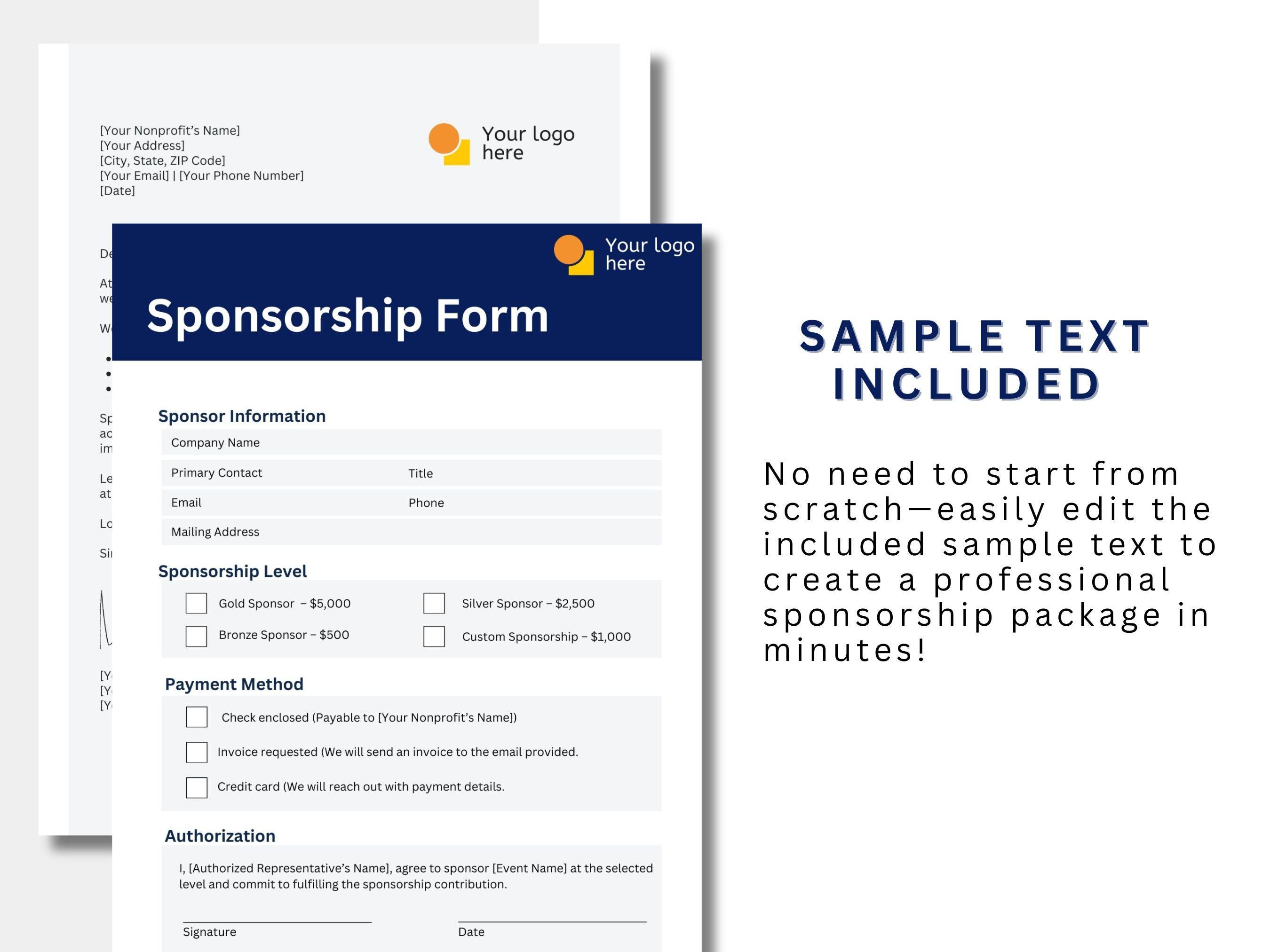 Nonprofit Event Sponsorship Package: Canva Template (digital Download ...