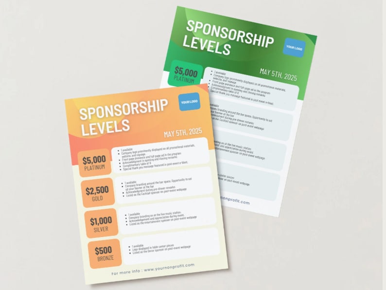 Event Sponsorship Levels Template, Sponsorship Package, Fundraising Event Flyer, Canva Template ...