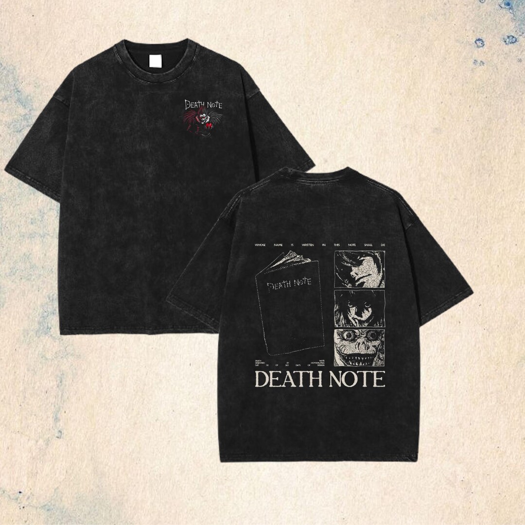 Death Note Anime Oversize Snow Washed T-shirt Death Note Anime Tee Gift ...