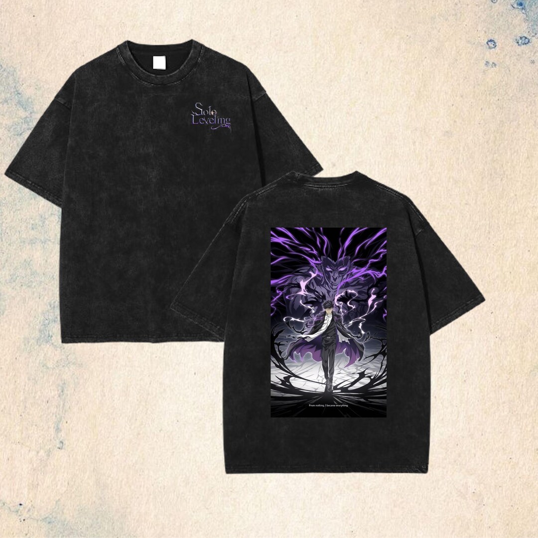 Solo Leveling Anime Oversize Snow Washed T-shirt Solo Leveling Anime ...