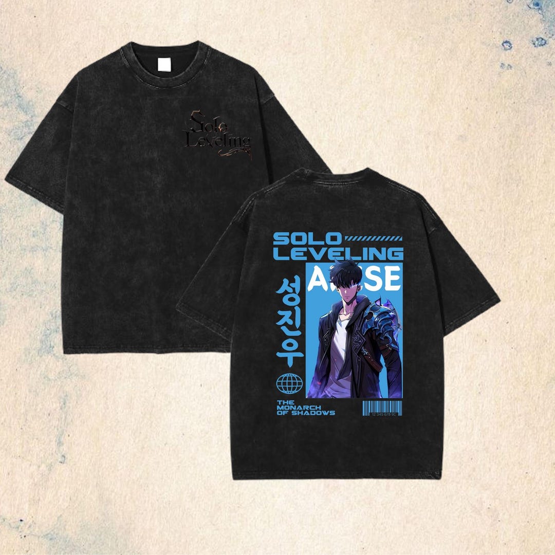Solo Leveling Anime Oversize Snow Washed T-shirt Solo Leveling Anime ...