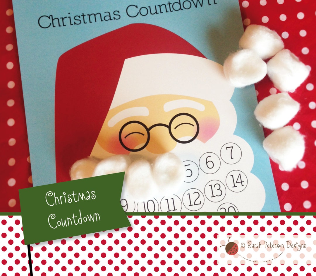 Instant Download Printable Santa's Beard Christmas Countdown Calendar ...