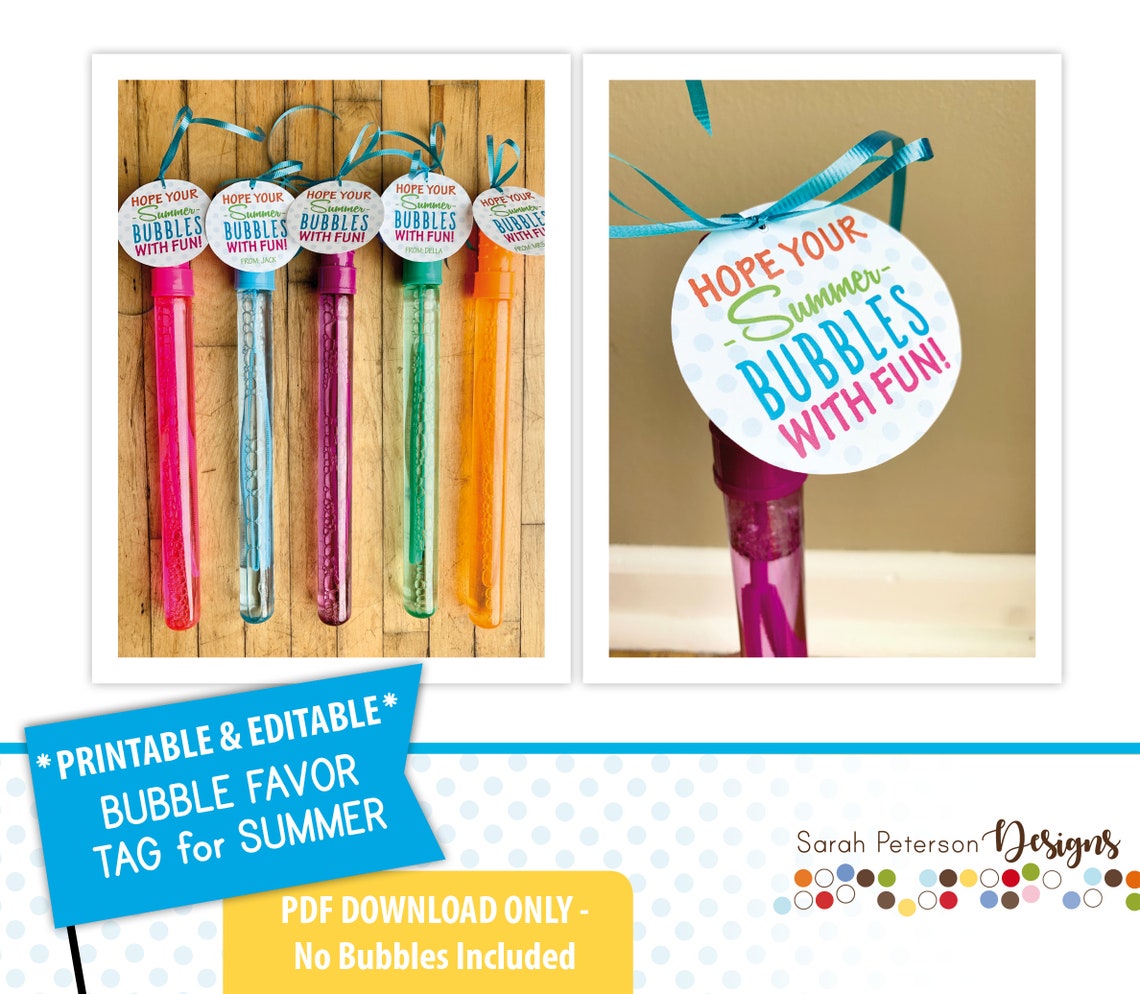 Instant Download PRINTABLE EDITABLE DIY Bubble Favor | Etsy