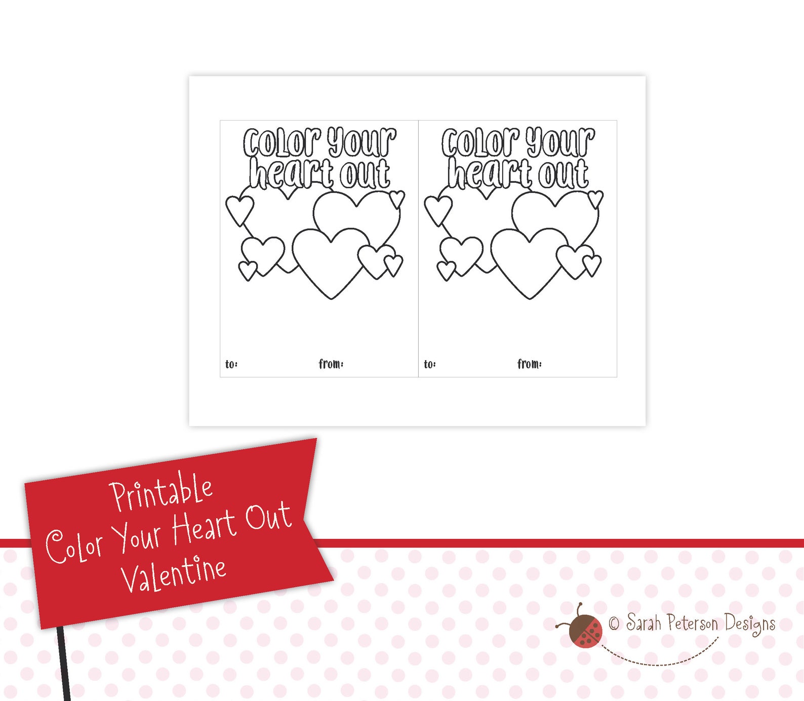 PRINTABLE - Color Your Heart Out - DIY Crayon/coloring Page Valentine ...