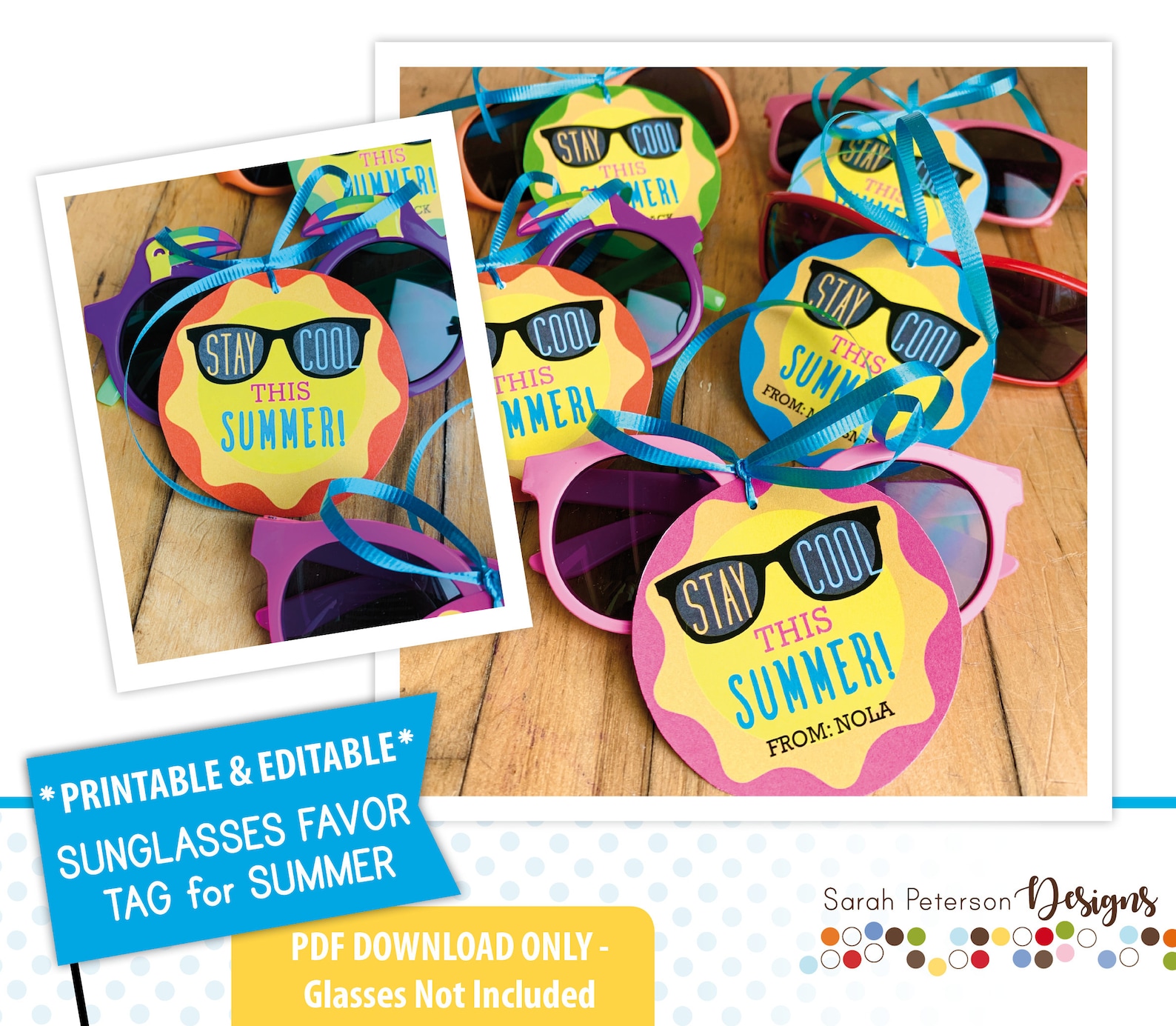 Instant Download PRINTABLE - EDITABLE - DIY - Sunglasses Favor Tags ...