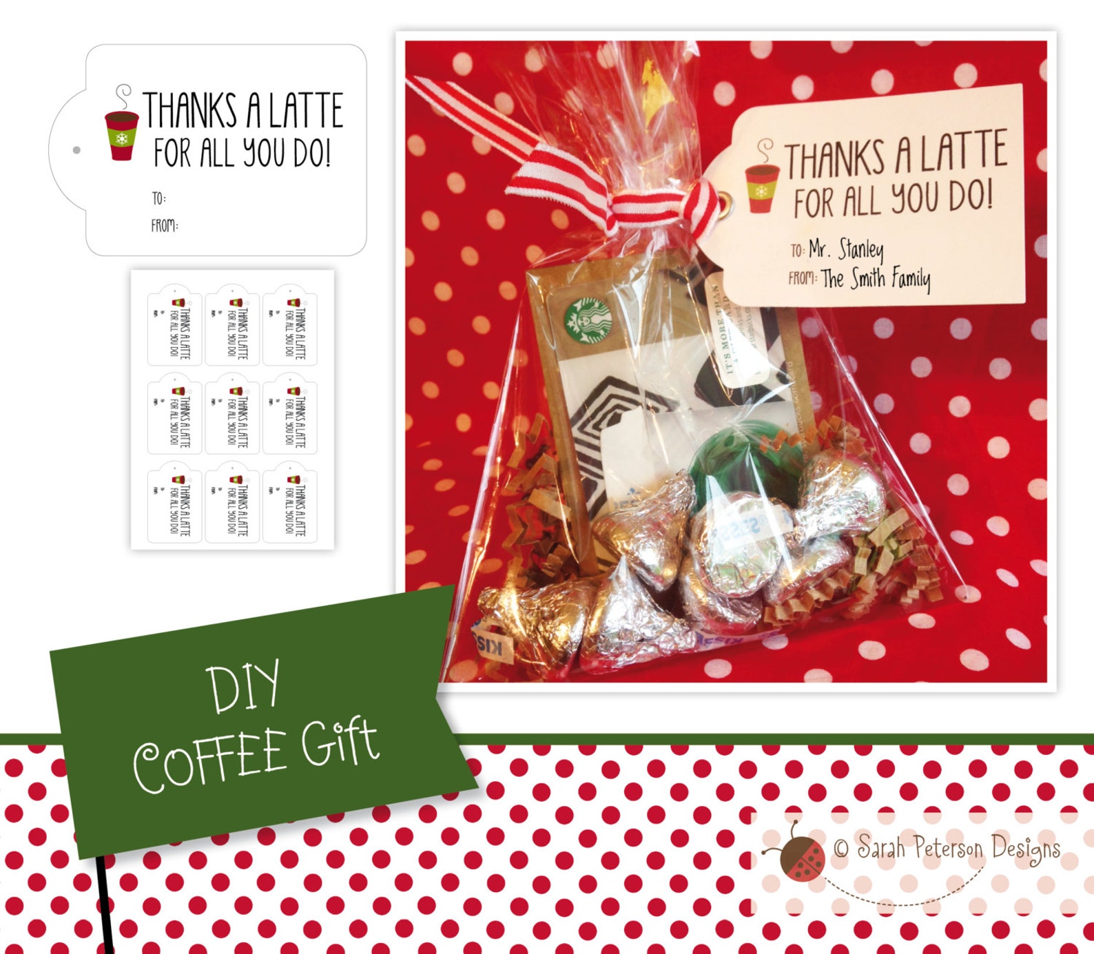Instant Download Printable DIY Coffee Gift thanks a LATTE for All You ...