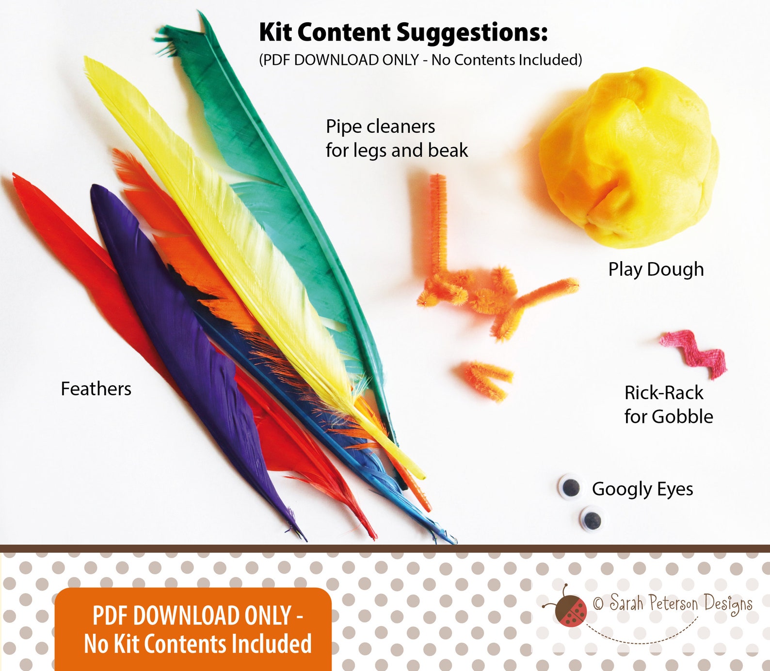 Instant Download PRINTABLE - Play Dough Turkey Kit Bag Toppers - Make ...