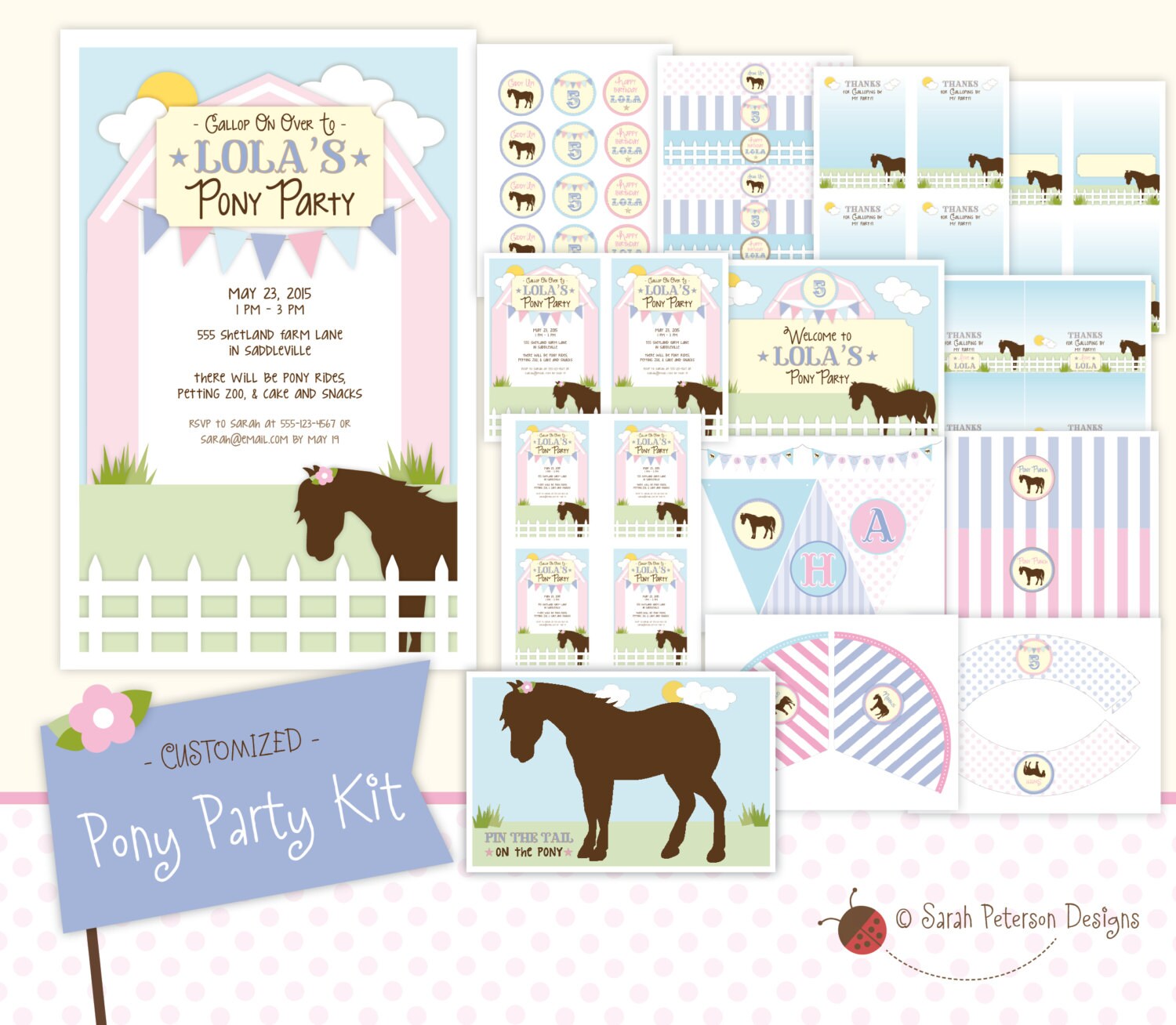 Custom Pony Birthday Party Printables Package - Etsy