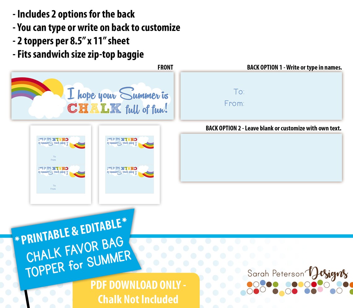 Instant Download PRINTABLE EDITABLE DIY chalk | Etsy