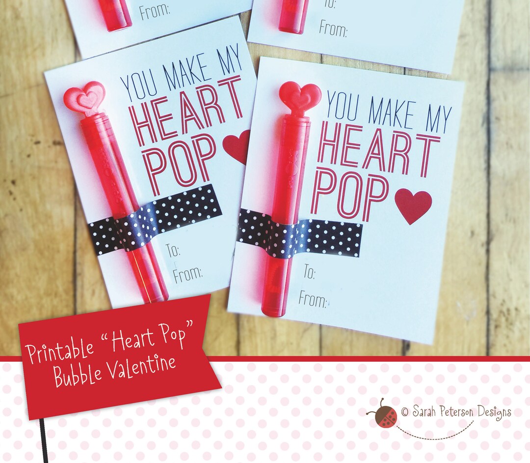 PRINTABLE - You Make My Heart Pop - DIY Bubble Valentine Card - Instant ...