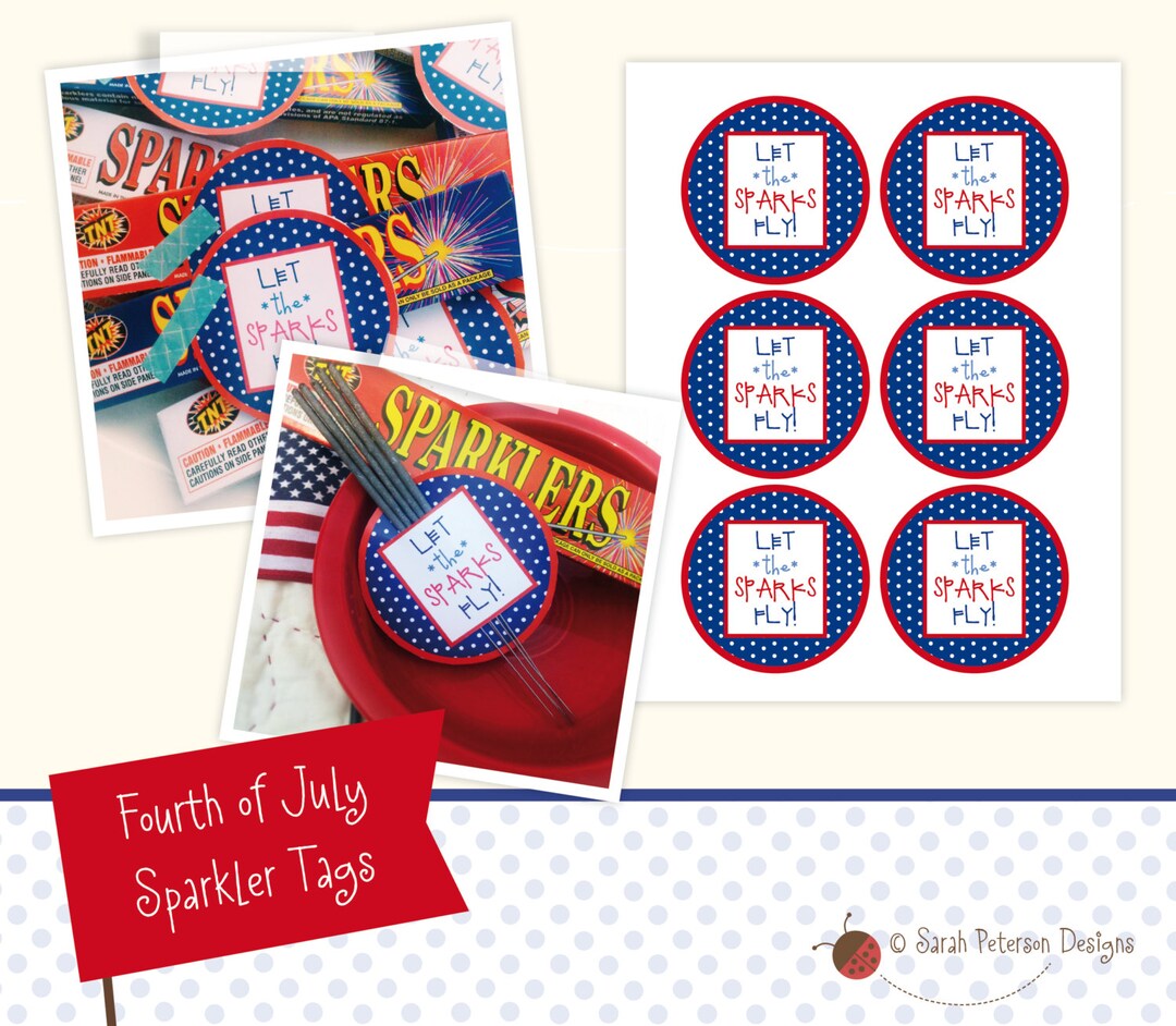 Fourth of July Printable Sparkler Favor Tags - Etsy