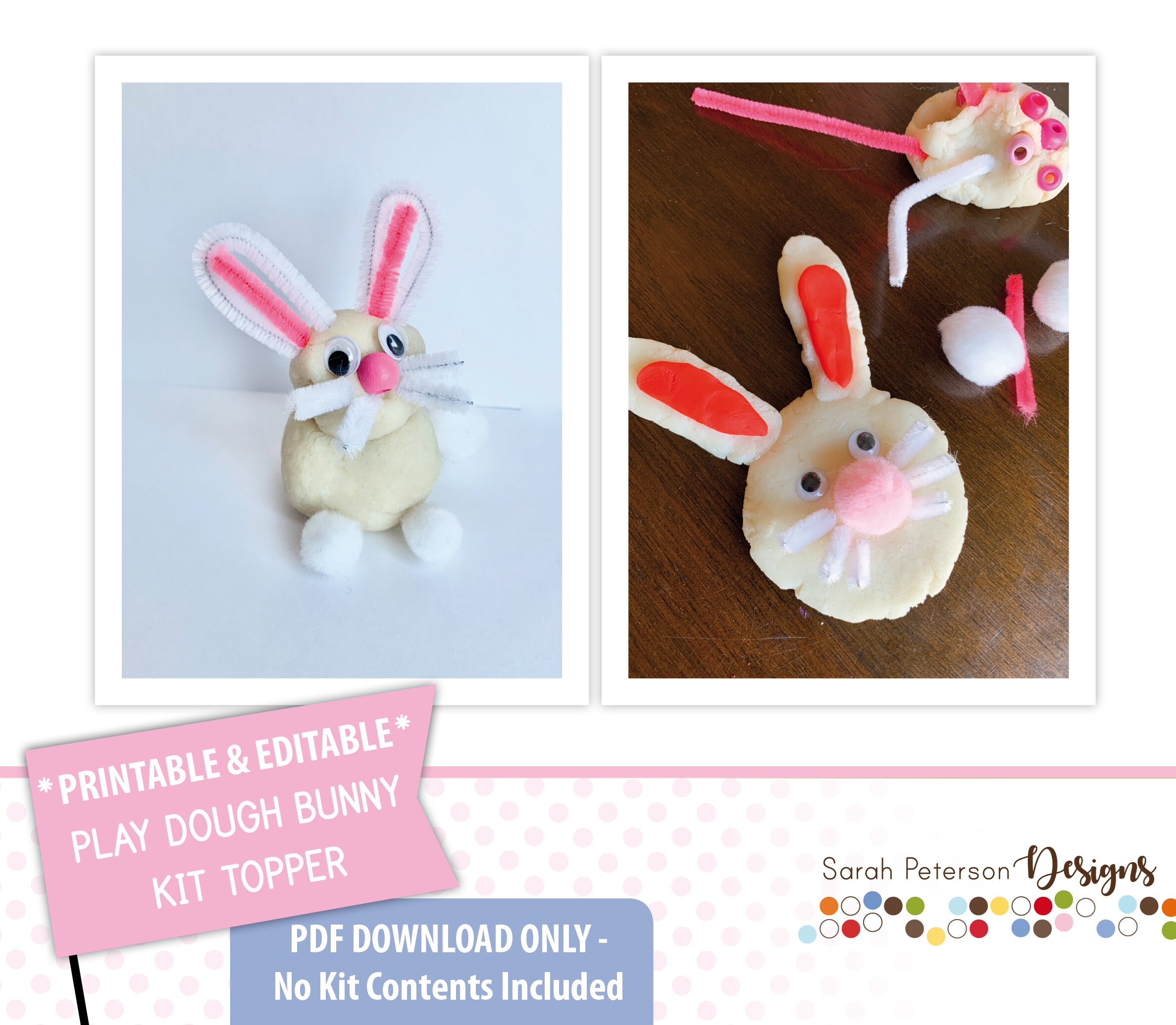 Instant Download PRINTABLE - EDITABLE - Make Your Own "play Dough Bunny ...