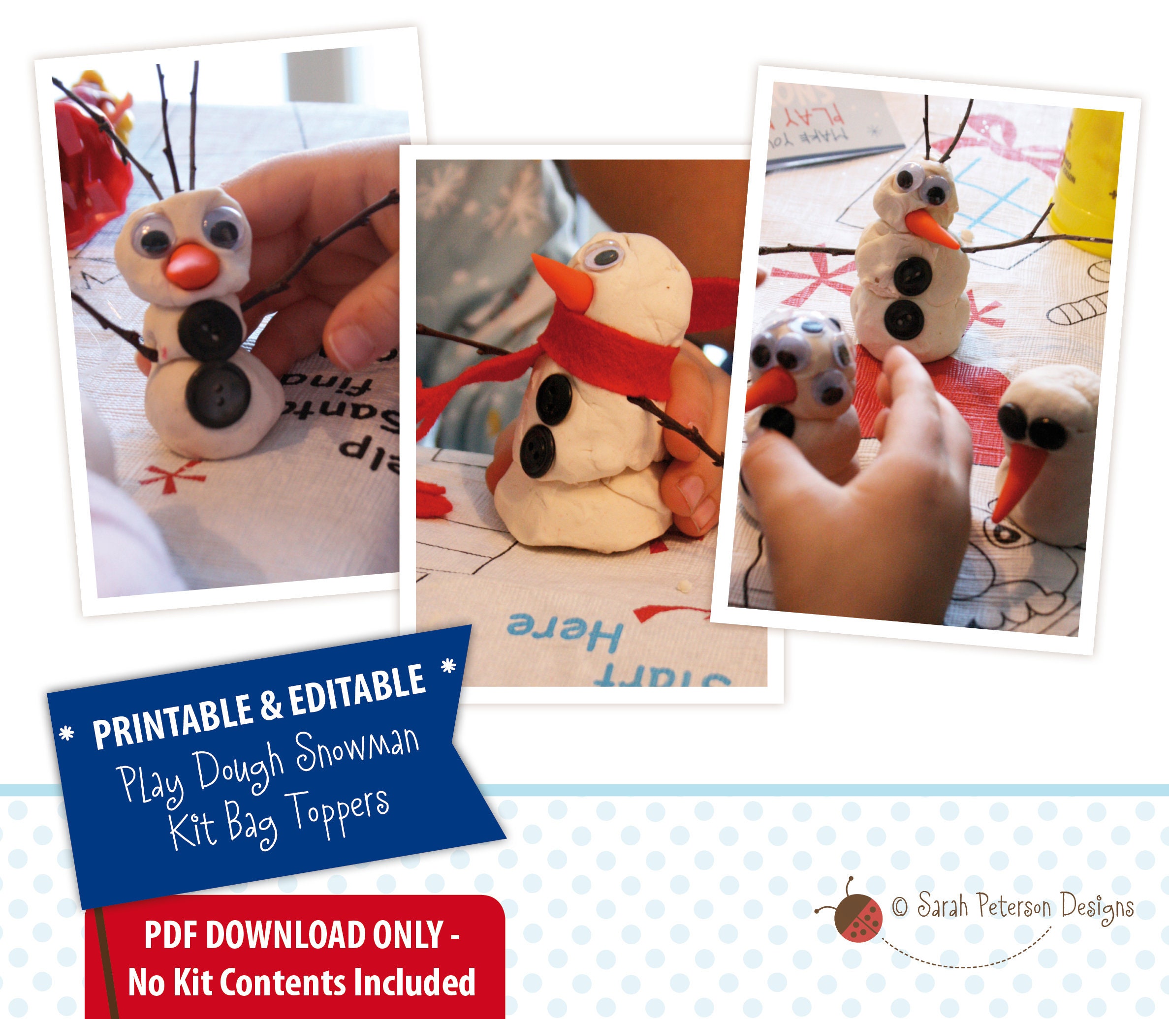 Instant Download PRINTABLE - EDITABLE Make Your Own "play Dough Snowman ...