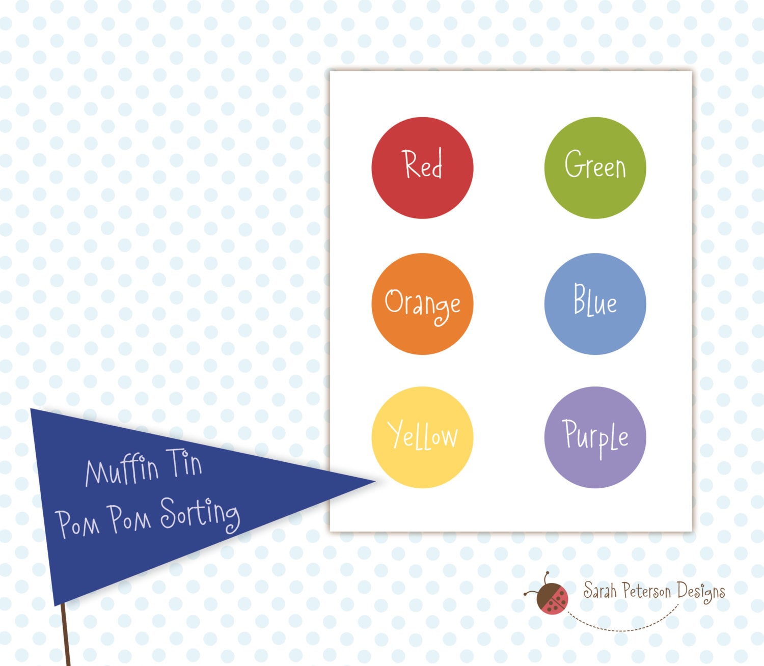 Muffin Tin Pom Pom Color Sorting Activity Instant Download Printable - Etsy
