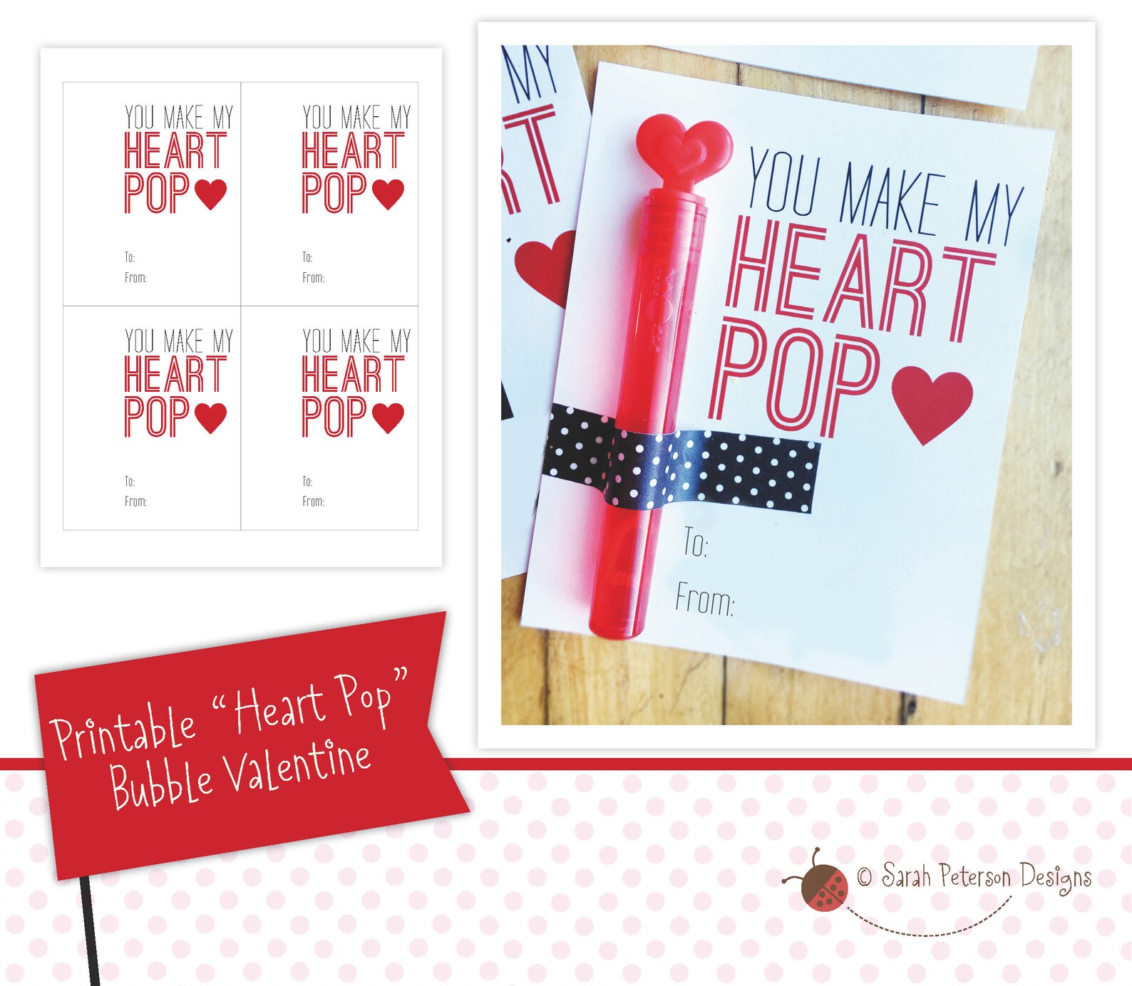 PRINTABLE You Make My Heart Pop DIY Bubble Valentine Card - Etsy