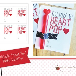 PRINTABLE - You Make My Heart Pop - DIY Bubble Valentine Card - Instant ...