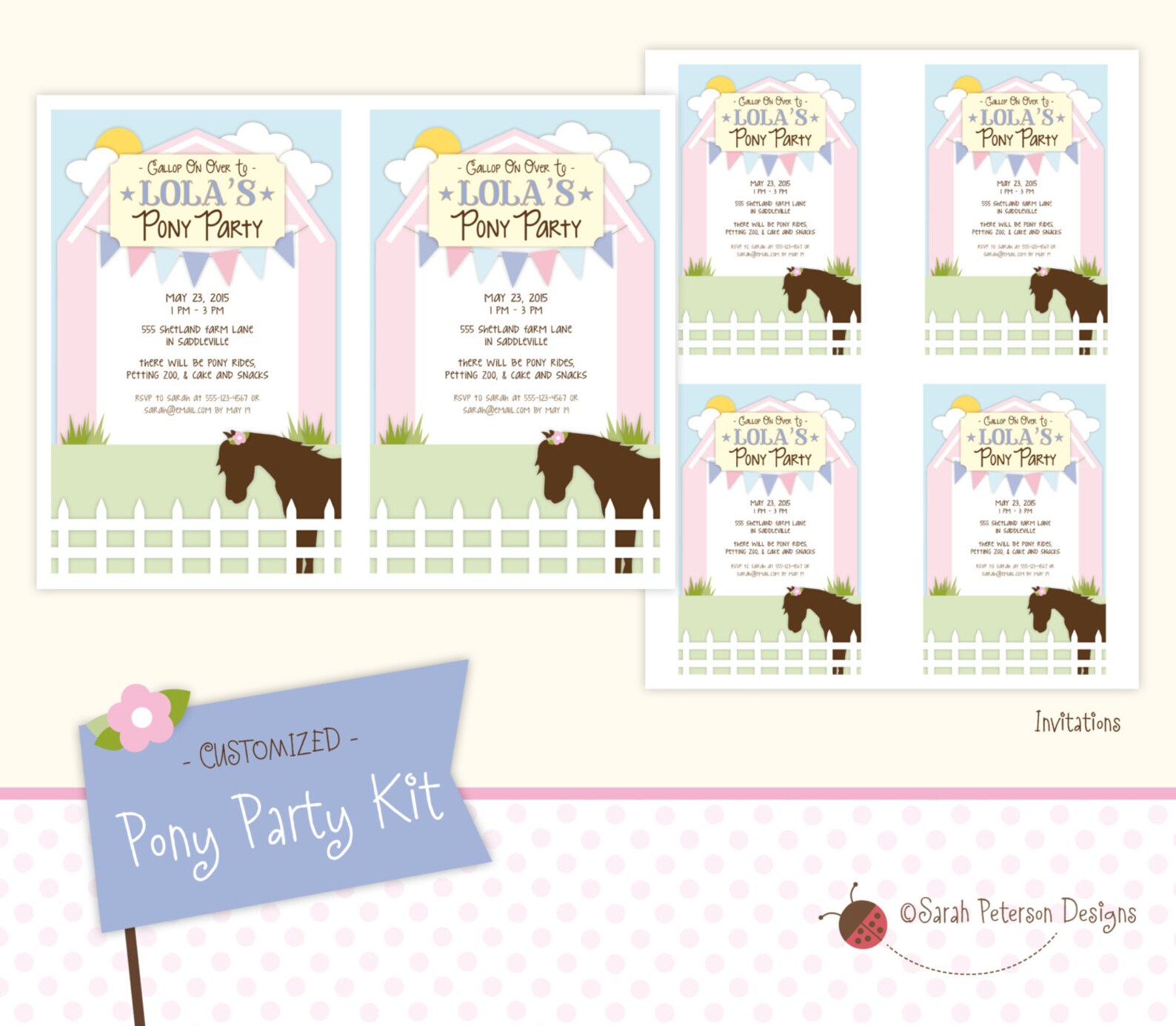 Custom Pony Birthday Party Printables Package - Etsy