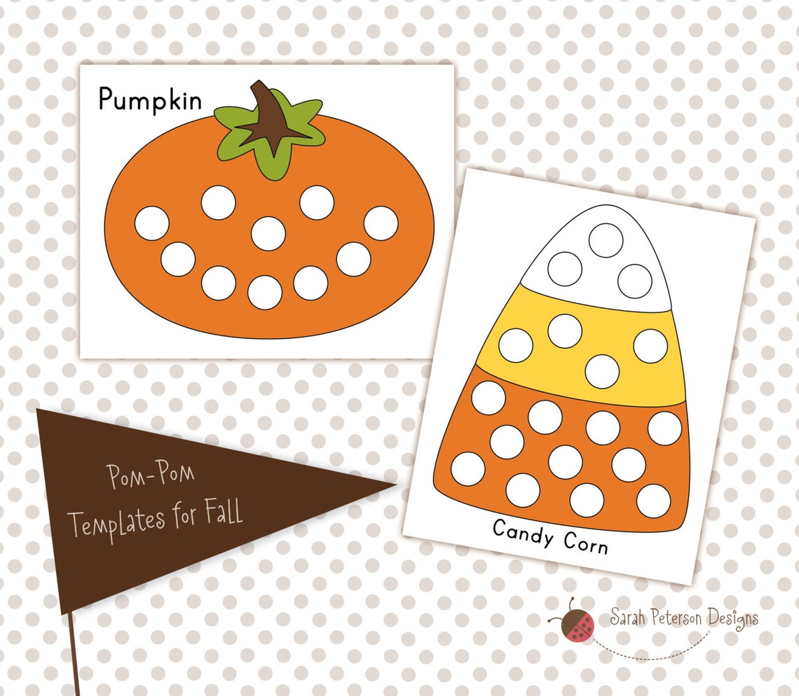 Fall Themed Pom Pom Templates Instant Download Printable | Etsy