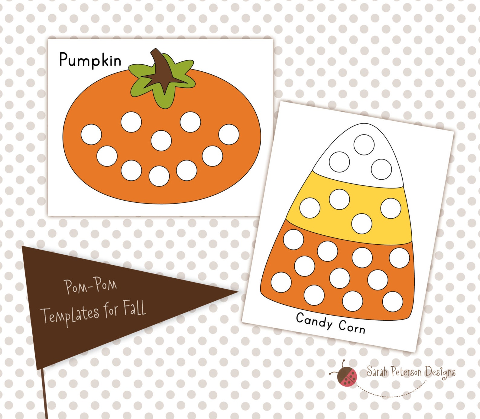 Fall Themed Pom Pom Templates - Instant Download Printable - Etsy