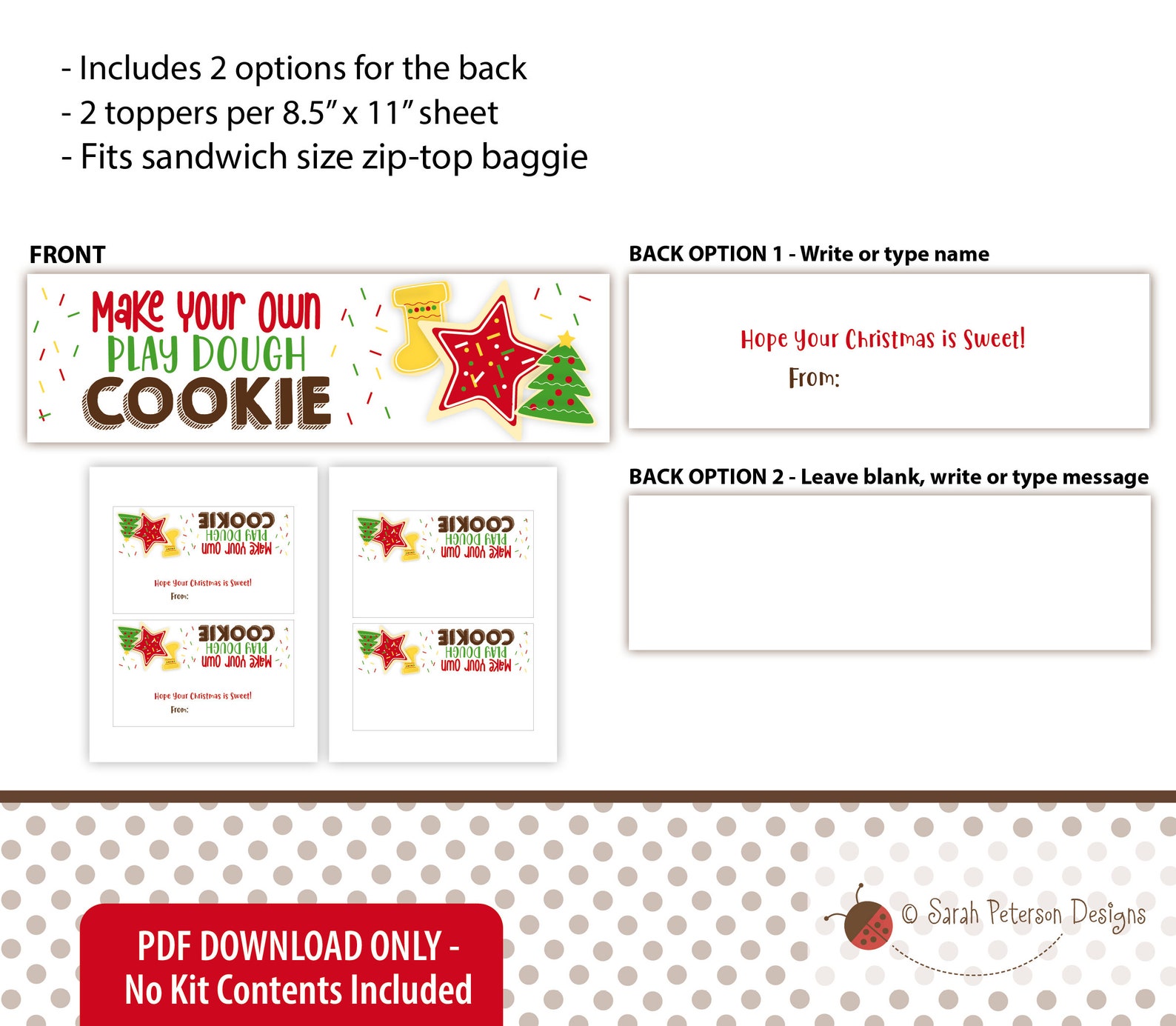 Instant Download PRINTABLE - EDITABLE Make Your Own "play Dough Cookie ...