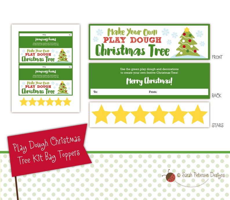 Instant Download PRINTABLE - Play Dough Christmas Tree Kit Bag Toppers ...