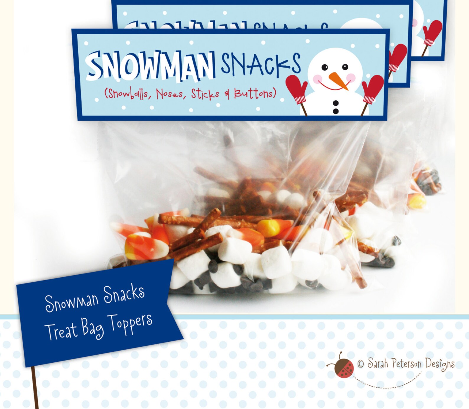PRINTABLE Snowman Snack Mix Bag Toppers Instant Download | Etsy