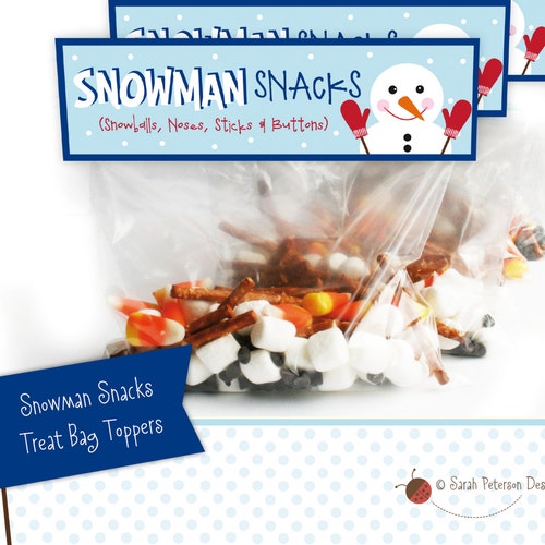 PRINTABLE Snowman Snack Mix Bag Toppers Instant Download - Etsy