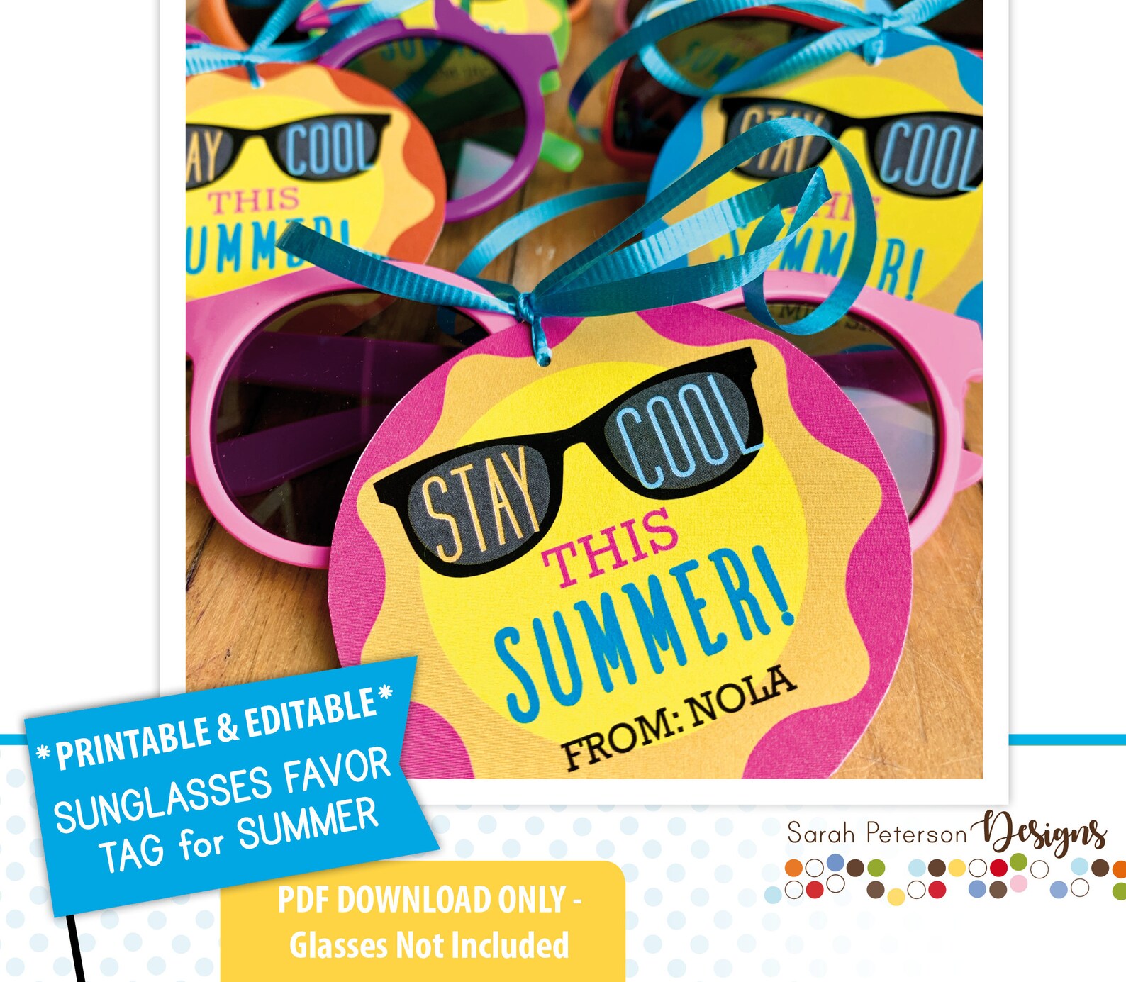 Instant Download PRINTABLE - EDITABLE - DIY - Sunglasses Favor Tags ...