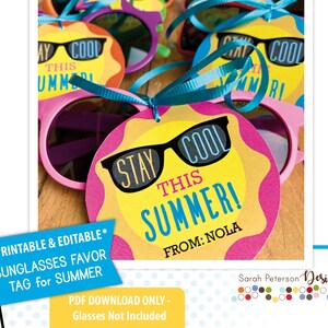 Instant Download PRINTABLE - EDITABLE - DIY - Sunglasses Favor Tags ...