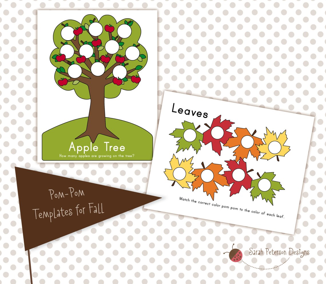 Fall Themed Pom Pom Templates Instant Download Printable | Etsy