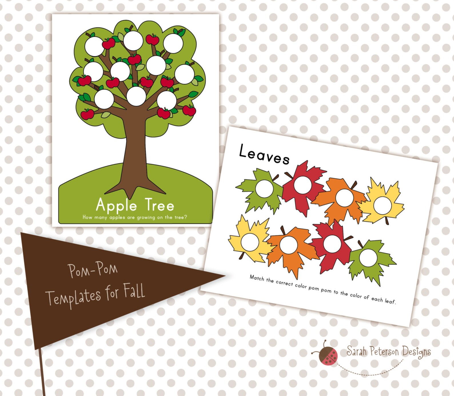 Fall Themed Pom Pom Templates Instant Download Printable | Etsy