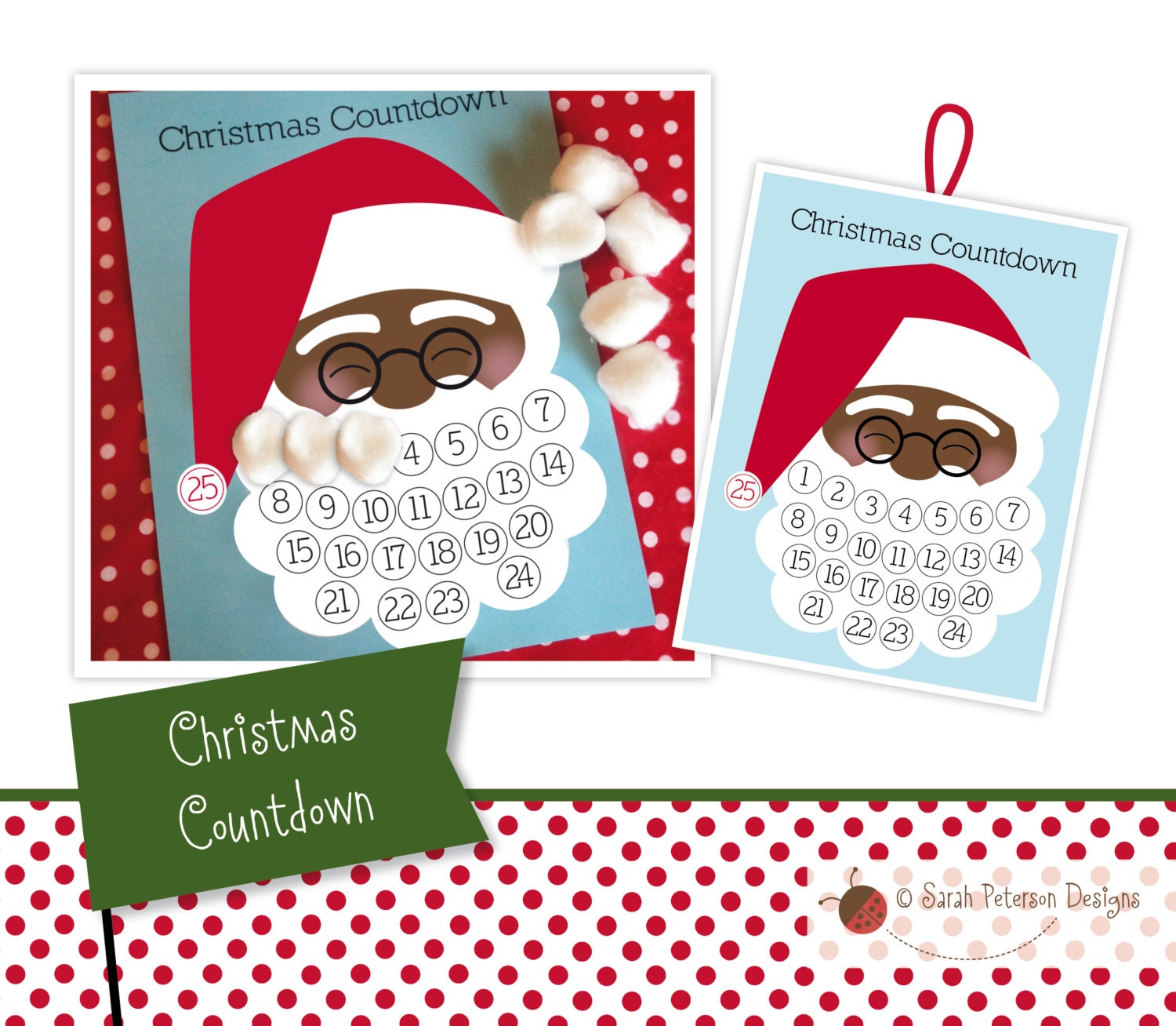 Instant Download Printable Santa's Beard Christmas Countdown Calendar ...