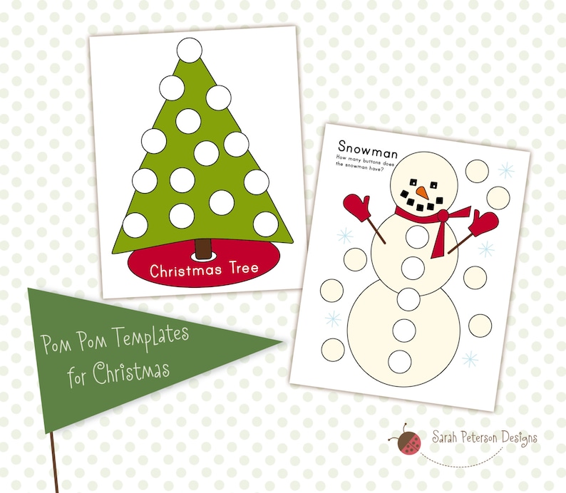 Christmas/winter Themed Pom Pom Templates Instant Download - Etsy