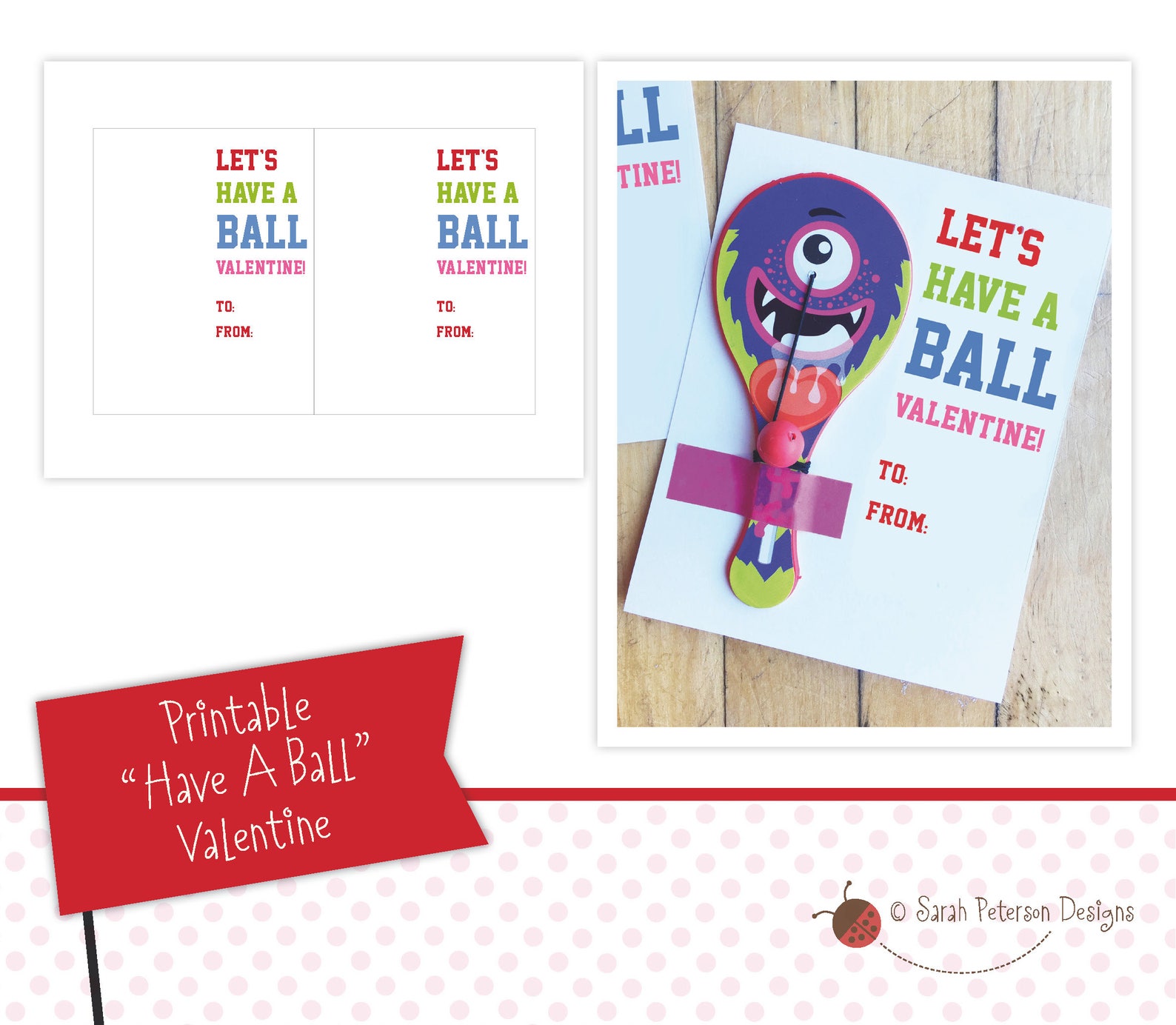 PRINTABLE - Let's Have a Ball Valentine - DIY Paddle Ball Valentine ...