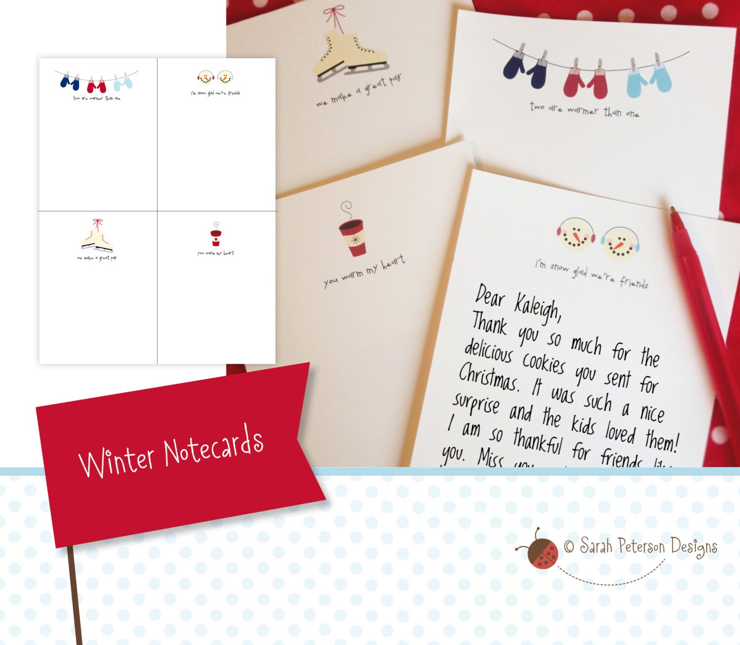 Instant Download Printable Winter Notecards | Etsy