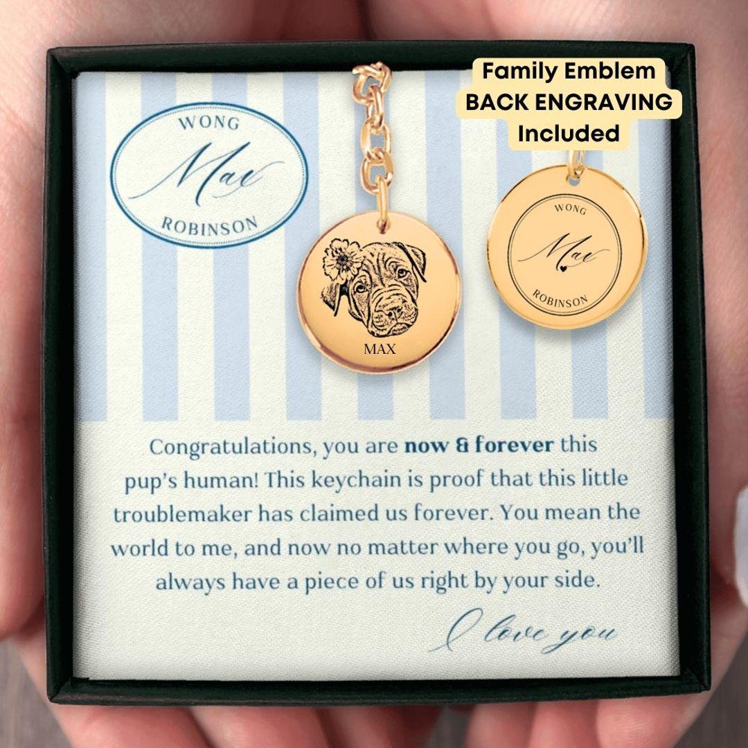 Custom Dog Portrait Keychain, Personalized Message Card, Mother's Day ...
