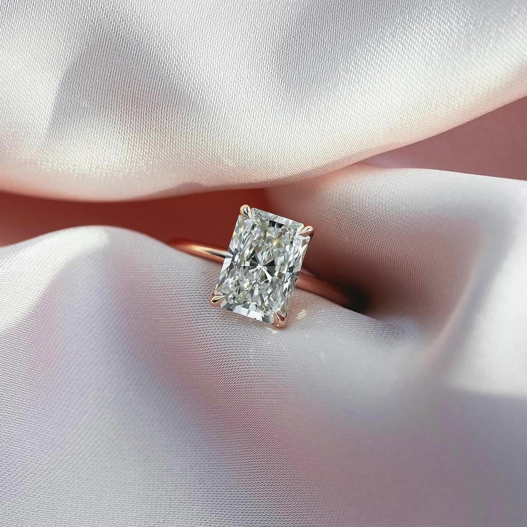 IGI Certified Tulip Set Radiant Cut Lab Grown Diamond Ring, Vintage ...