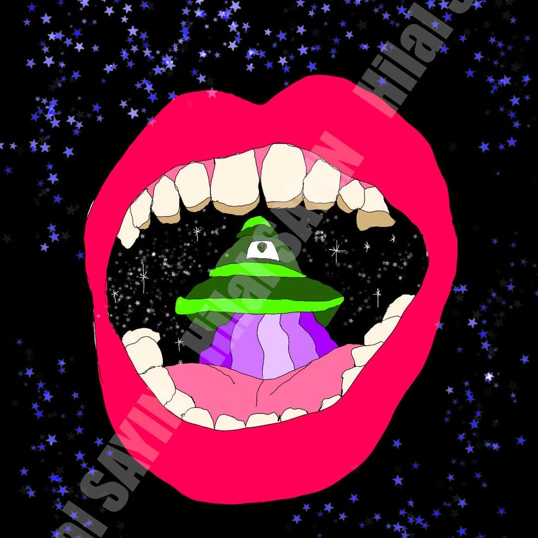 Alien Lips in Space Digital Art Wallpaper Phone - Etsy